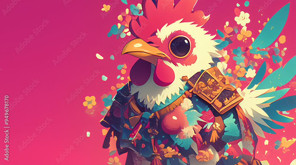 Cute chicken wearing Japanese samurai armor, cool poses, cute kawaii ...