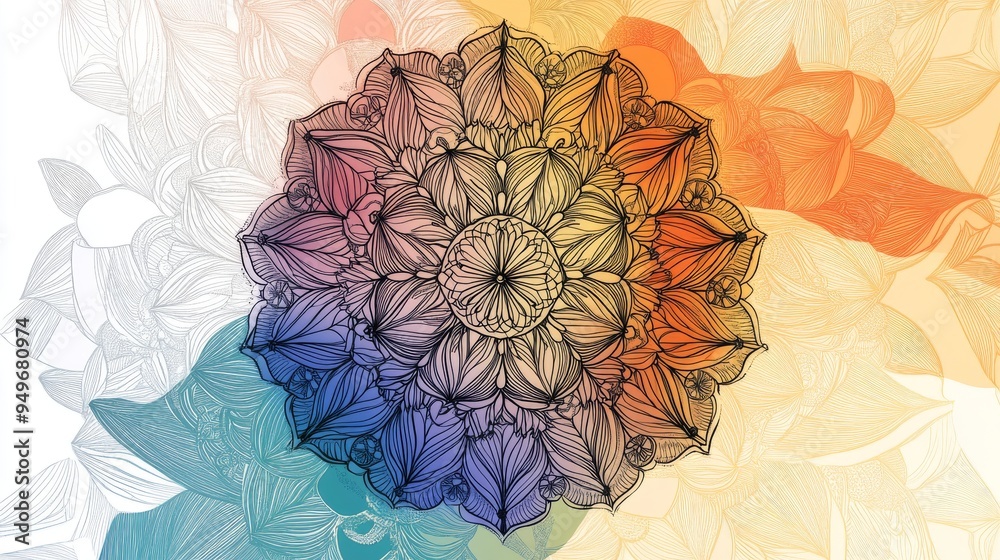Create a book cover for a mandala coloring book where the central ...