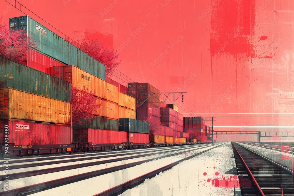 Supply Chain Illustrated in Tetradic Color Scheme with Logistics Theme ...