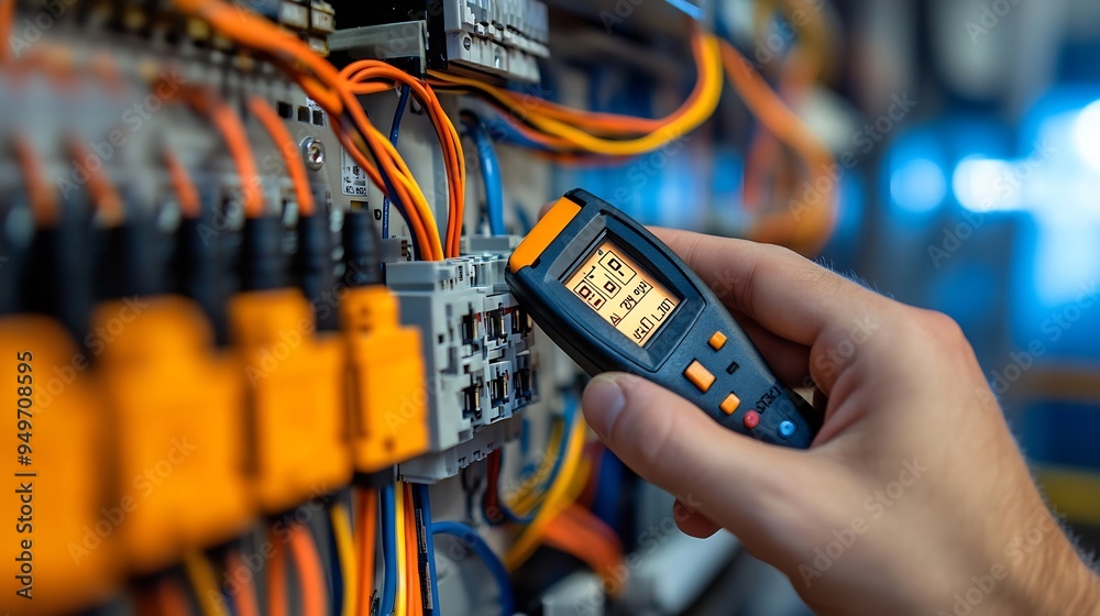 Electricity and electrical maintenance service Engineer hand holding AC ...