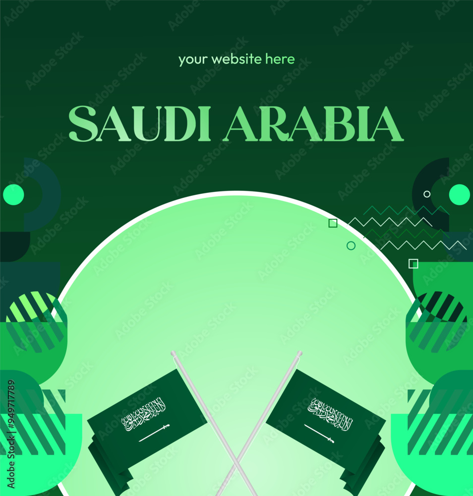 Saudi Arabia National Day Banner in modern geometric style. Attractive ...