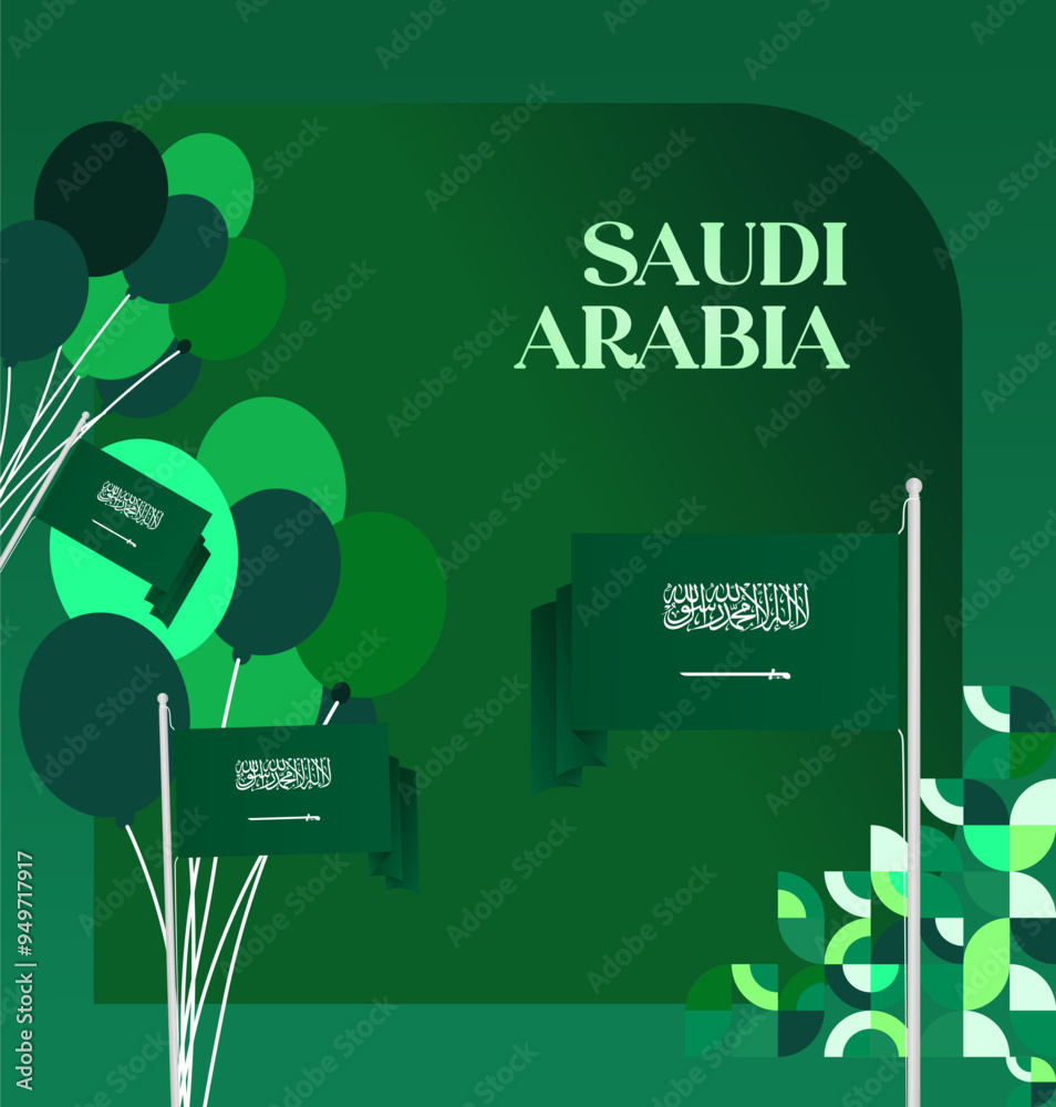 Saudi Arabia National Day Banner in modern geometric style. Attractive ...
