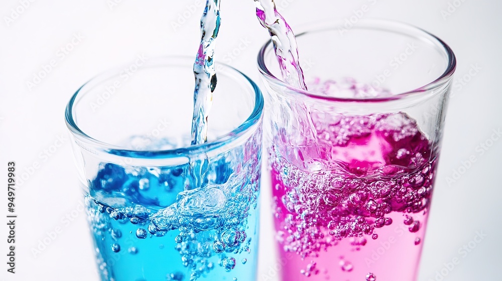 Running Water from a Tap into a Single Glass, Captured with Clear and ...