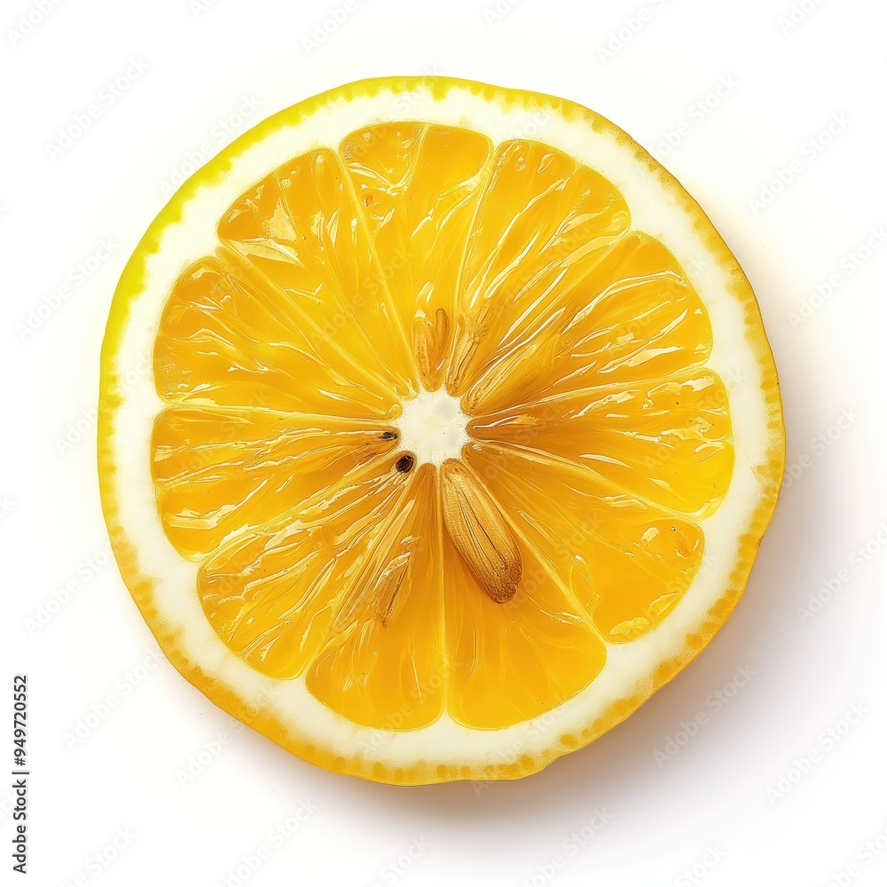 Fresh lemon slice isolated on white background. Bright citric fruit ...