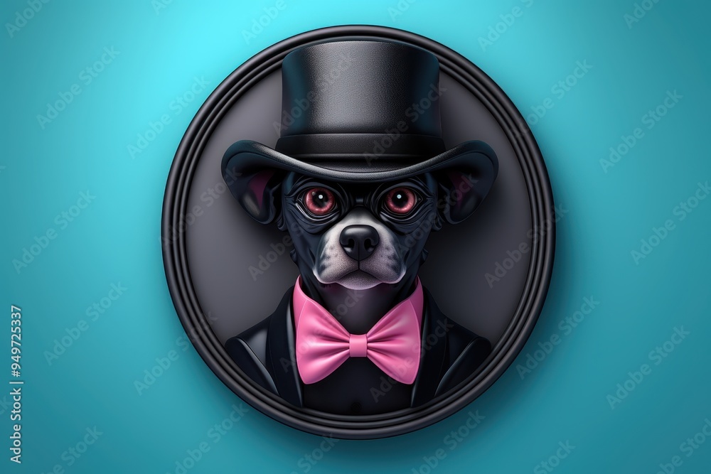 The Gentleman Dog: A charming 3D rendering of a dapper dog sporting a ...