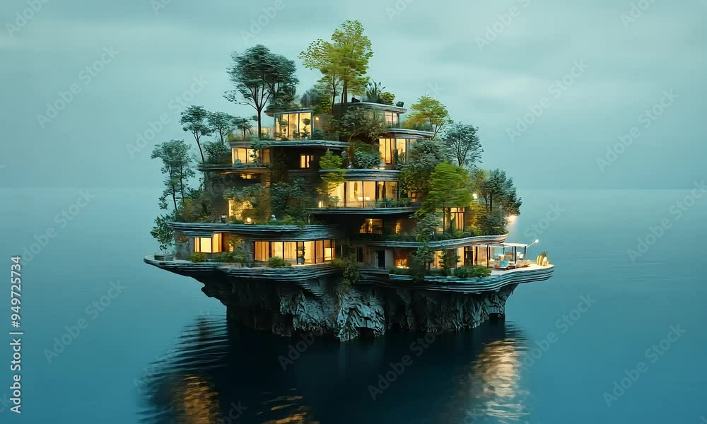 Futuristic floating island with modern architecture with ai generated ...