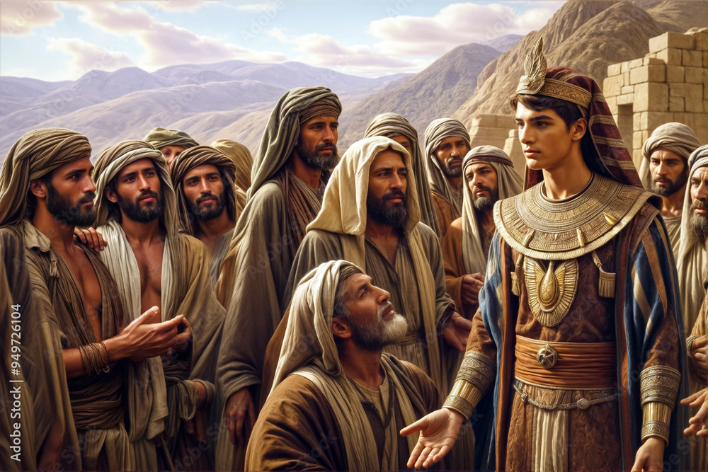 Joseph meets his brothers, the sons of Jacob in Egypt Stock ...