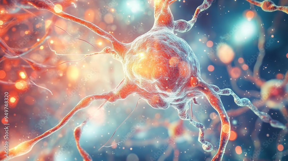 Zbliżenie na ludzkie neurony pokazuje żywe i dynamiczne obrazy mózgu ...