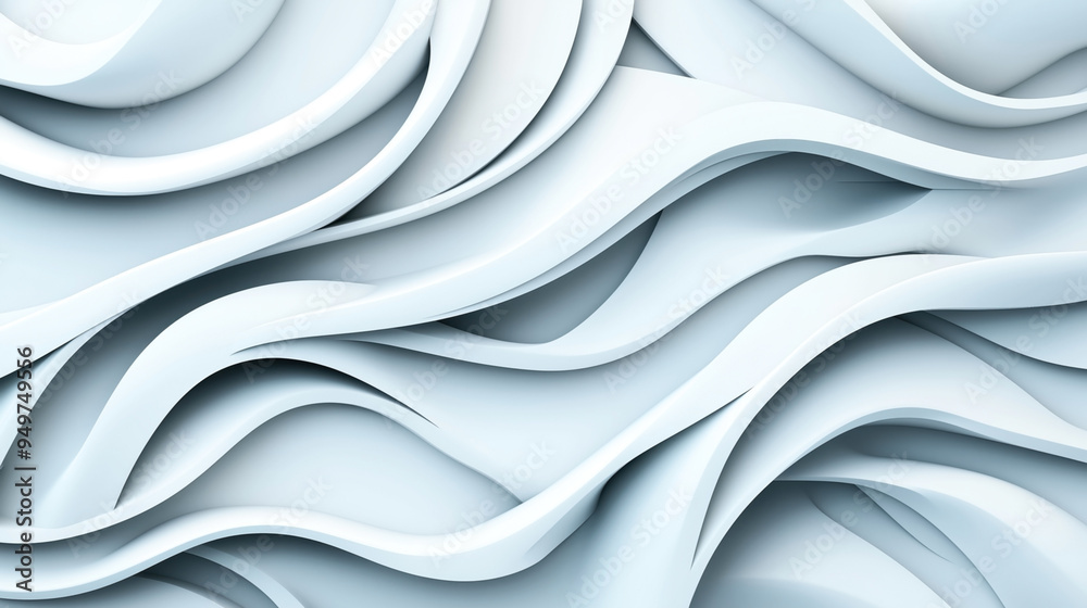 Abstract close-up of white flowing paper-like shapes creating a layered ...