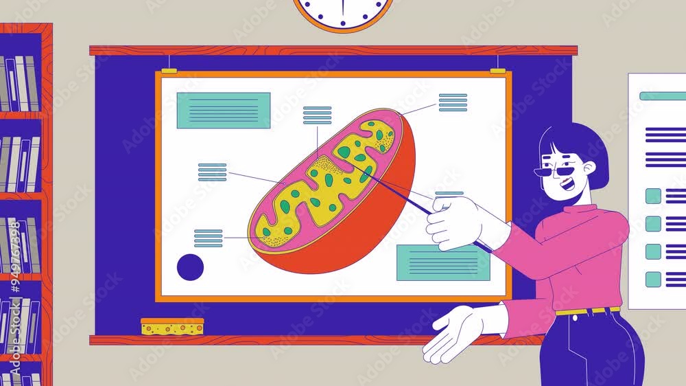 Female biology teacher conducting lesson cartoon animation. Natural ...