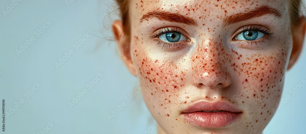 Woman without makeup displaying red facial spots indicative of health ...