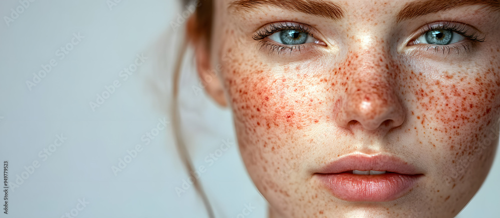 Woman without makeup displaying red facial spots indicative of health ...