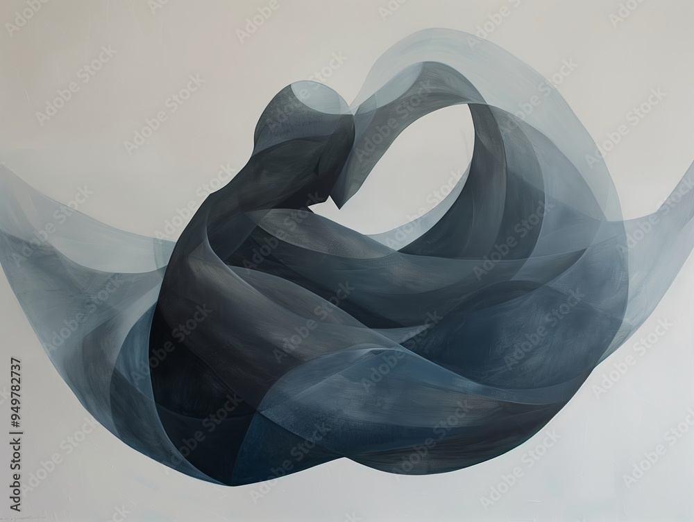 A simple, abstract painting of two bodies entwined in the shape of an ...