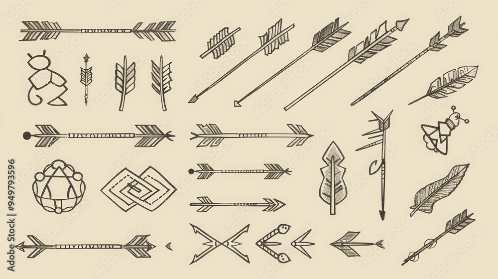 Hand-drawn arrow collection, featuring various styles, sizes, and ...