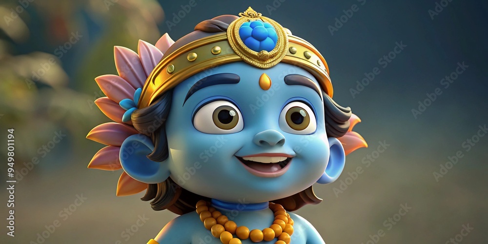 Cute little baby Krishna. Cartoon character Hindu god Lord Krishna ...