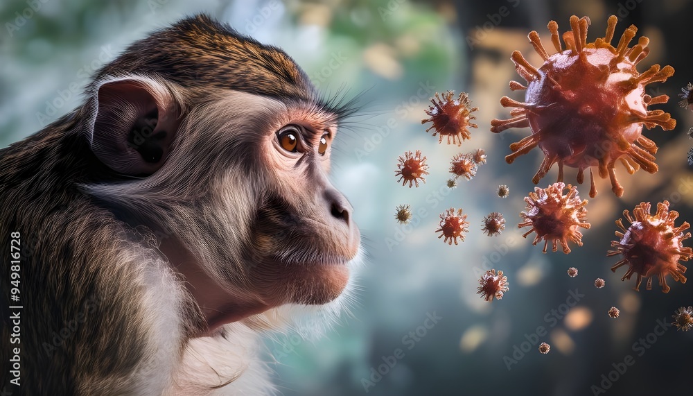 Mpox caused by monkeypox virus. Monkeypox outbreak. Viral transmission ...