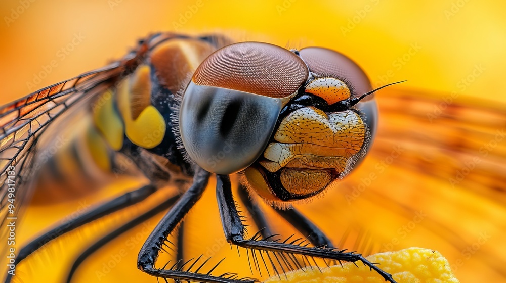 An extreme close-up of a Zygoptera dragonfly's eye, capturing its ...