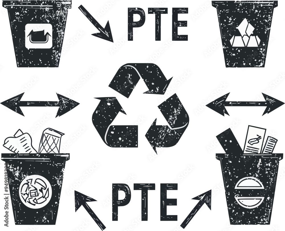 Set of packaging symbols. Recycling codes. Recycling symbols for ...
