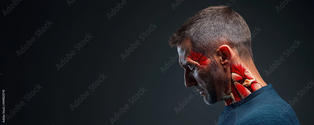 A detailed view of a man's muscular anatomy, with an emphasis on the ...