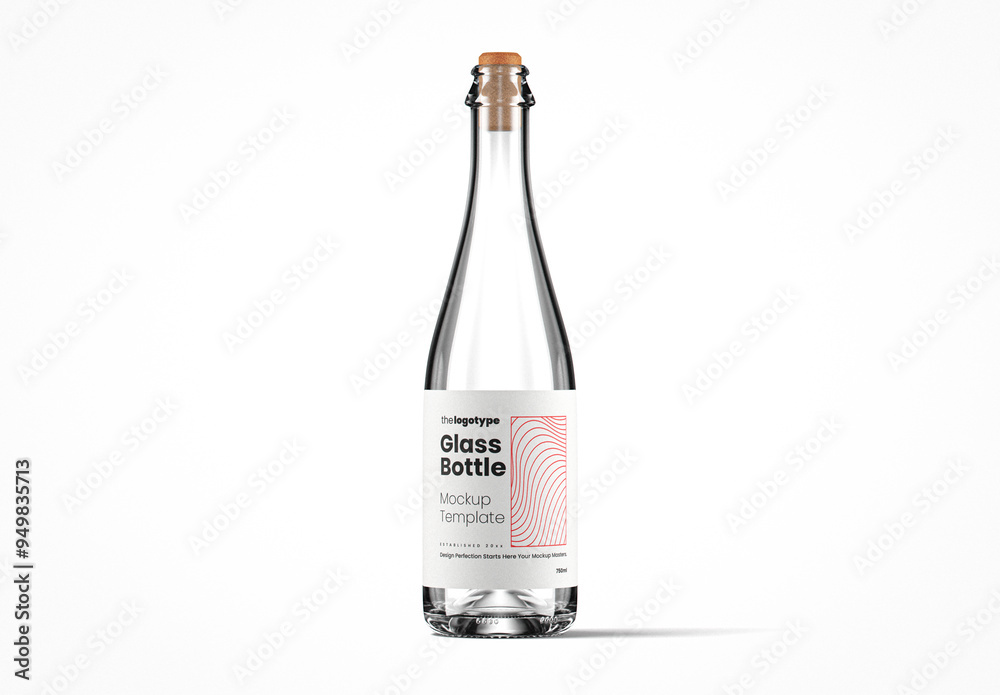 Clear Glass Commander Style Glass Bottle Mockup Stock Template | Adobe ...