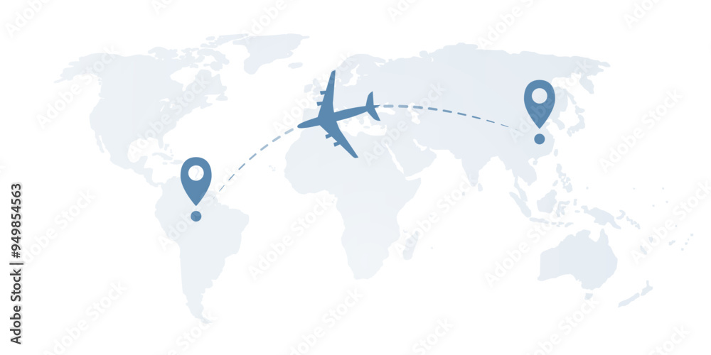 Traveling Around the World - Travel by Airplane - World Map Design with ...