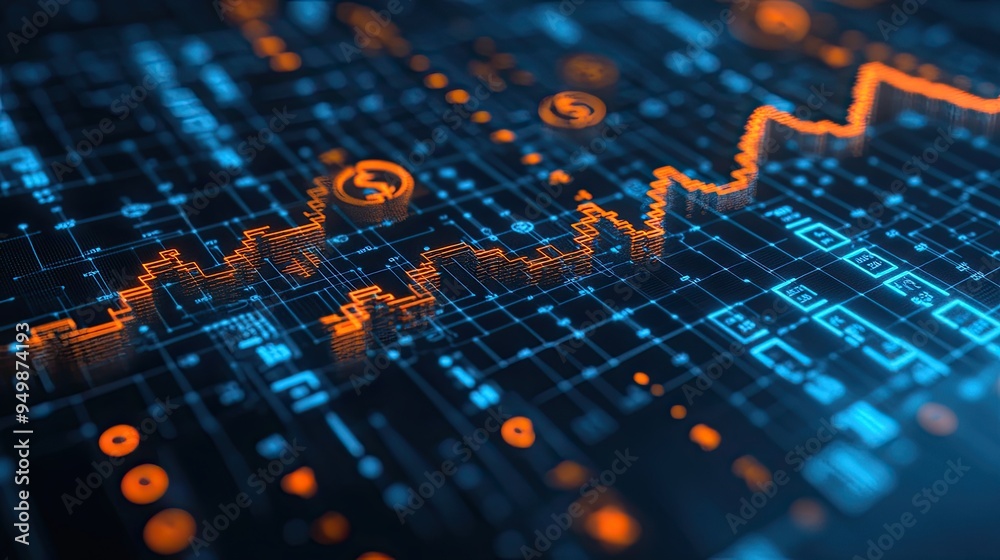 41. Revenue analysis, ascending line charts with dollar signs, 3D ...