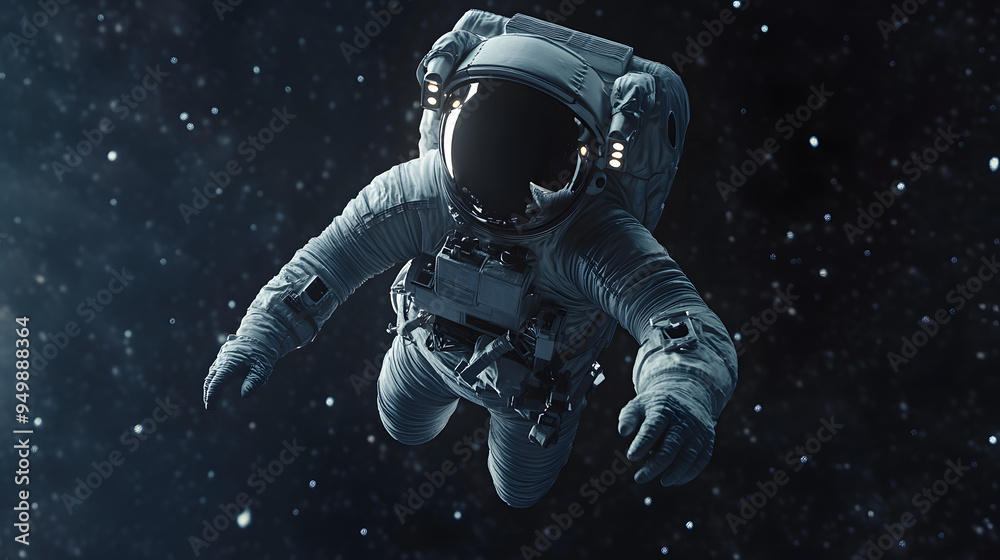 Astronaut at spacewalk, space exploration. Human explore the universe ...