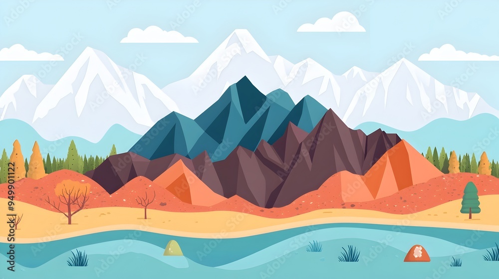 Detailed flat infographic depicting the geological process of plate ...