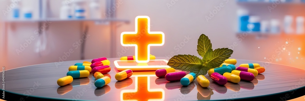 Medical Plus Sign with Pills: Symbolizing Healthcare and Medication ...