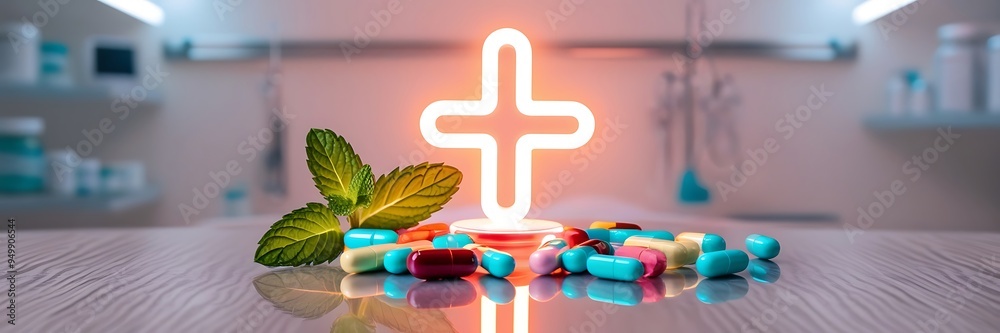 Medical Plus Sign with Pills: Symbolizing Healthcare and Medication ...