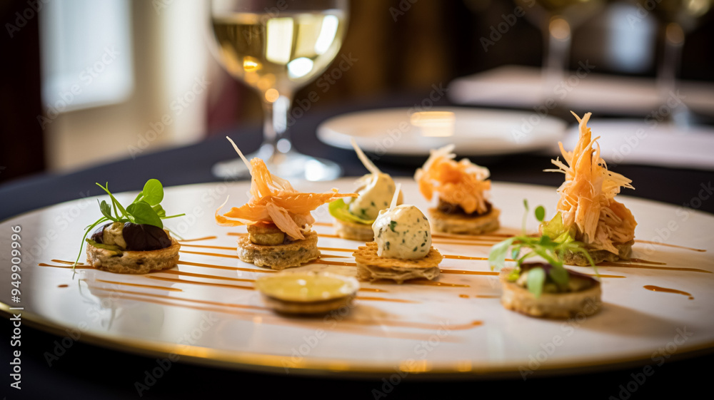 Food, hospitality and room service, starter appetisers as English ...