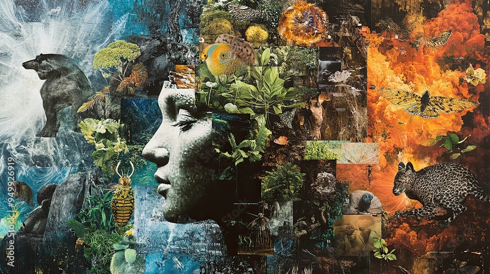 A collage depicting the interconnectedness of all living things ...
