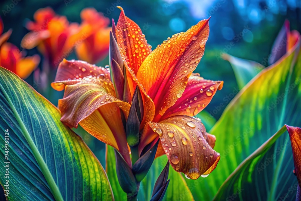 * Stunning 4K close-up of a unique Water Cana plant showcased against a ...