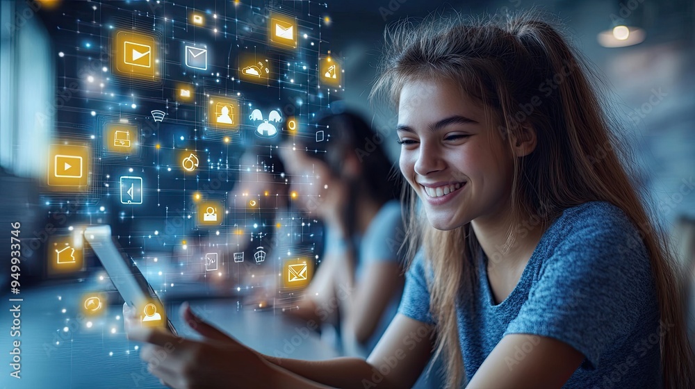 A collage highlighting the impact of technology on communication and ...