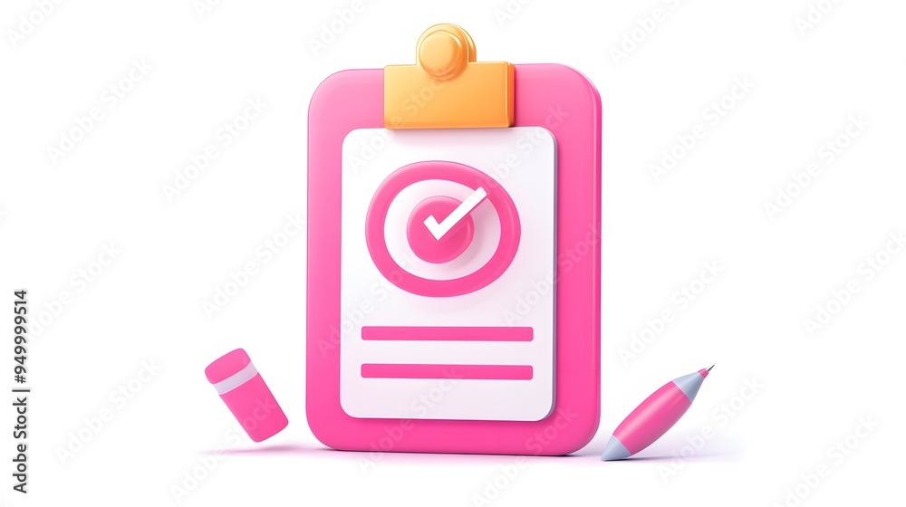 3d Clipboard Checklist Symbol Assignment Target Icon Project Task