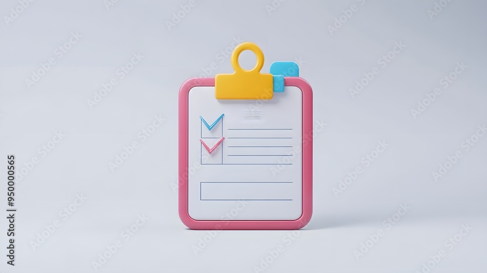 3d Clipboard, checklist symbol. Assignment target icon. Project task ...