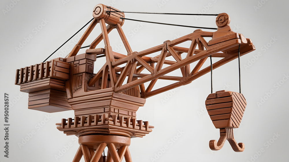 Professionally crafted 3D wooden model of Heavy Lift Crane, with white ...