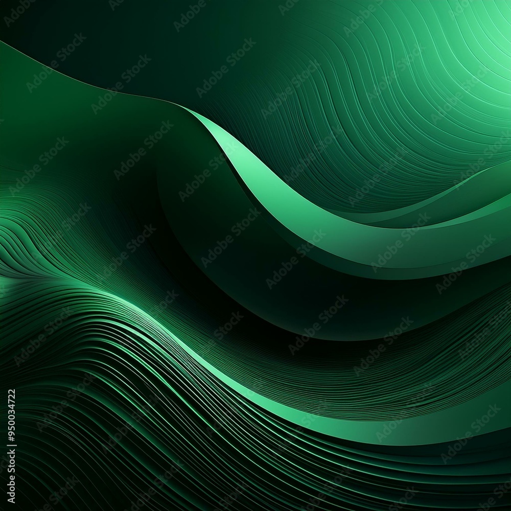 An empty background with a dark green gradient, smooth waves and a ...