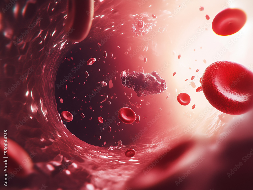 Dynamic image of red blood cells moving through a blood vessel ...