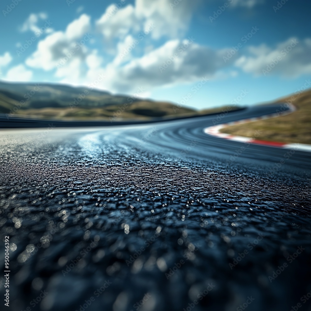 Foto de Road on a racetrack with a sharp incline leading to a blind ...