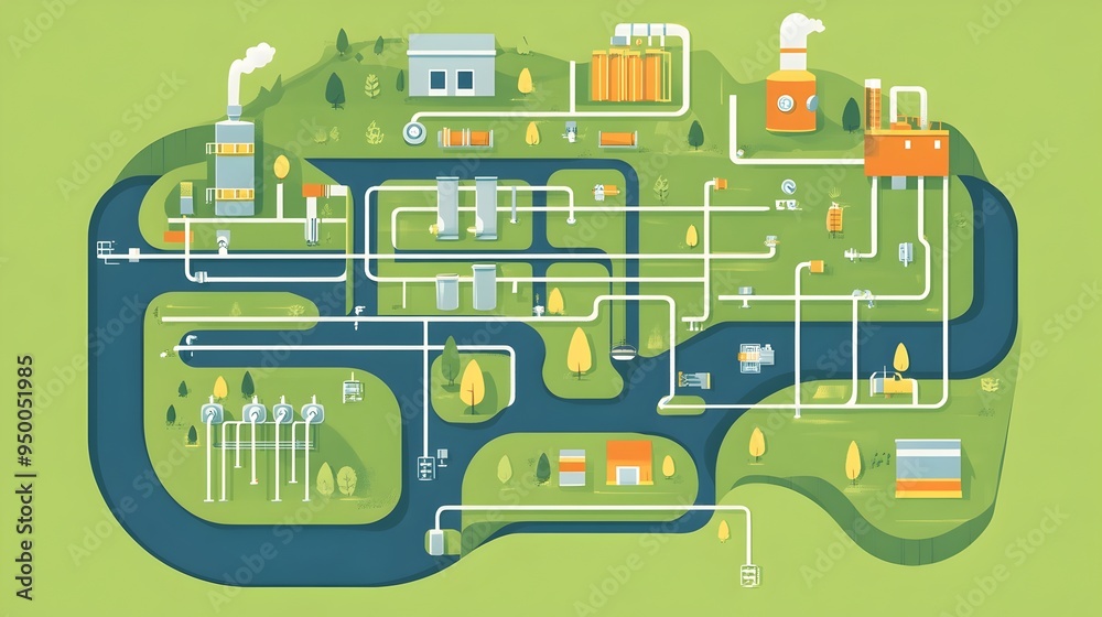 ภาพประกอบสต็อก Detailed technical diagram illustrating the intricate ...