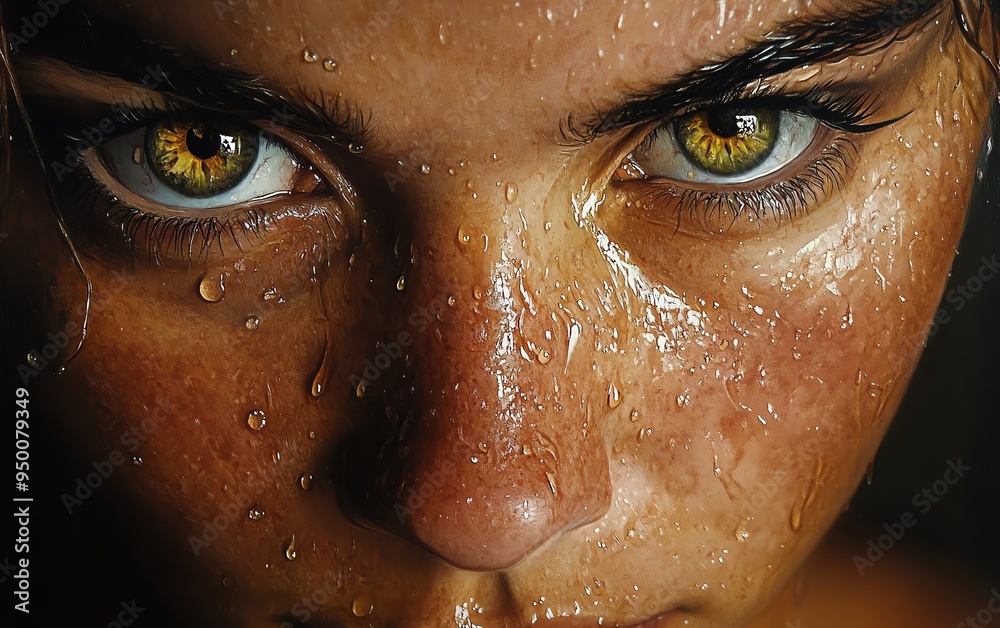 Human portrait featuring a missing mouth, with a strong emphasis on the ...