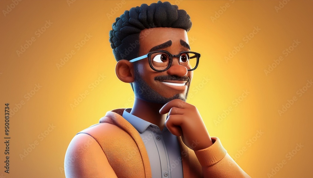 3D illustration of a thinking african american man David pondering ...