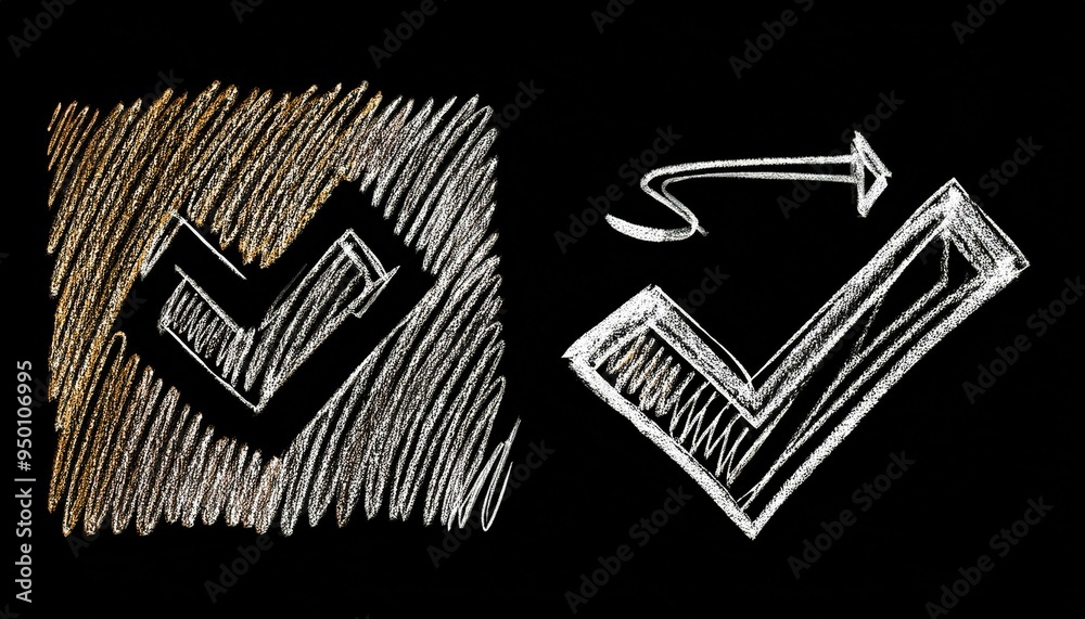 Rough chalk modern illustration with a scribble crayon line brush ...