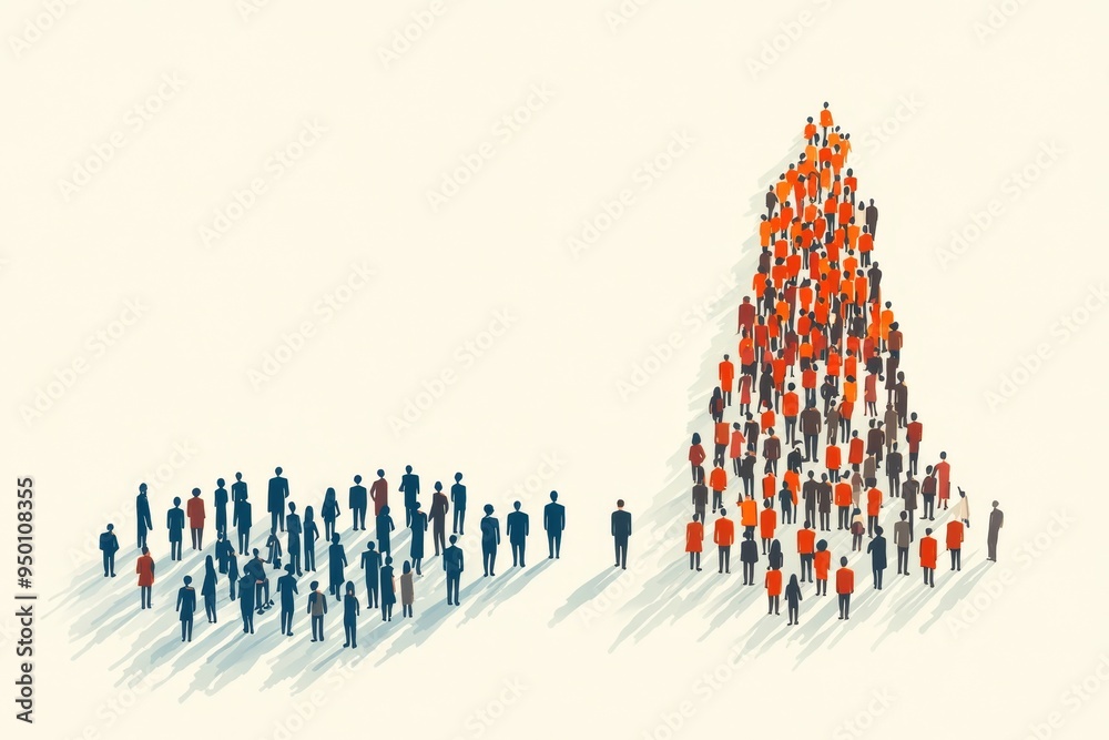 Large and small groups of people graphic. Minority and majority people ...