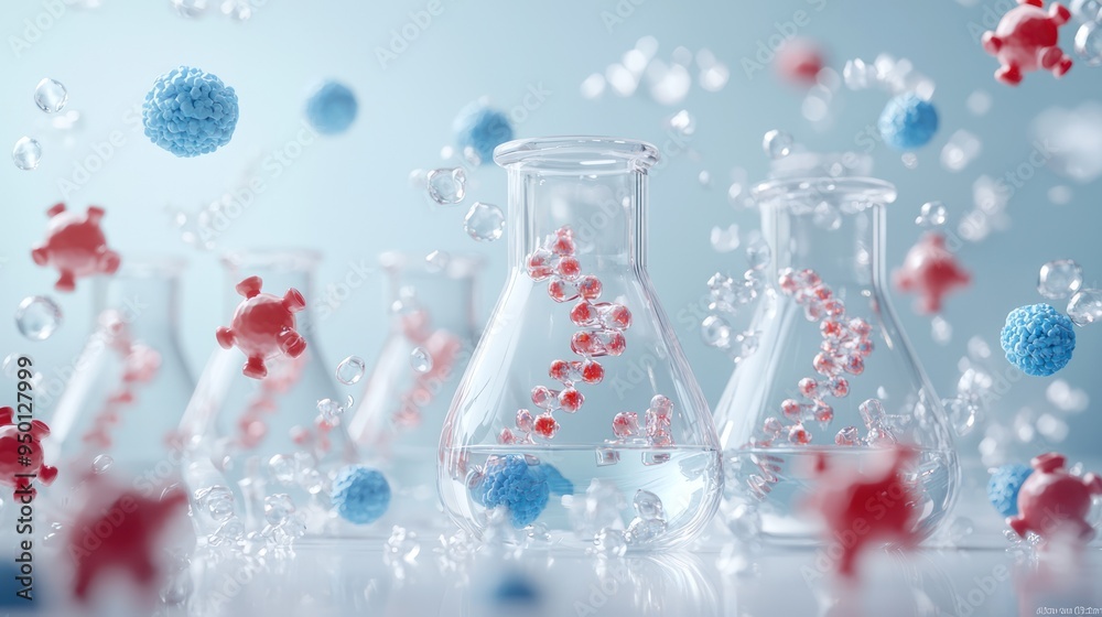 Advanced 3D Microbiology Lab Environment with Scientists Studying ...