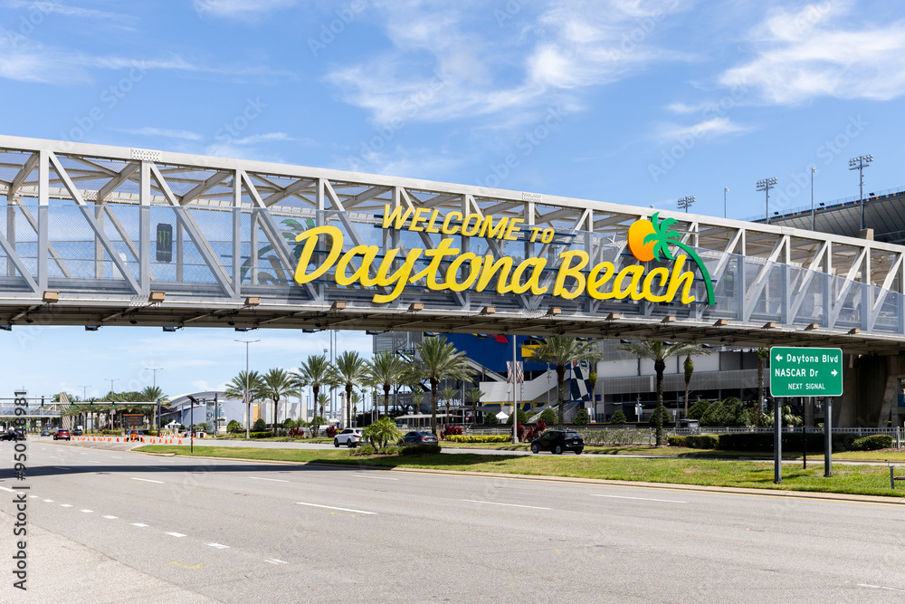 Daytona Beach, FL, USA - August 24, 2024: The Welcome to Daytona Beach ...