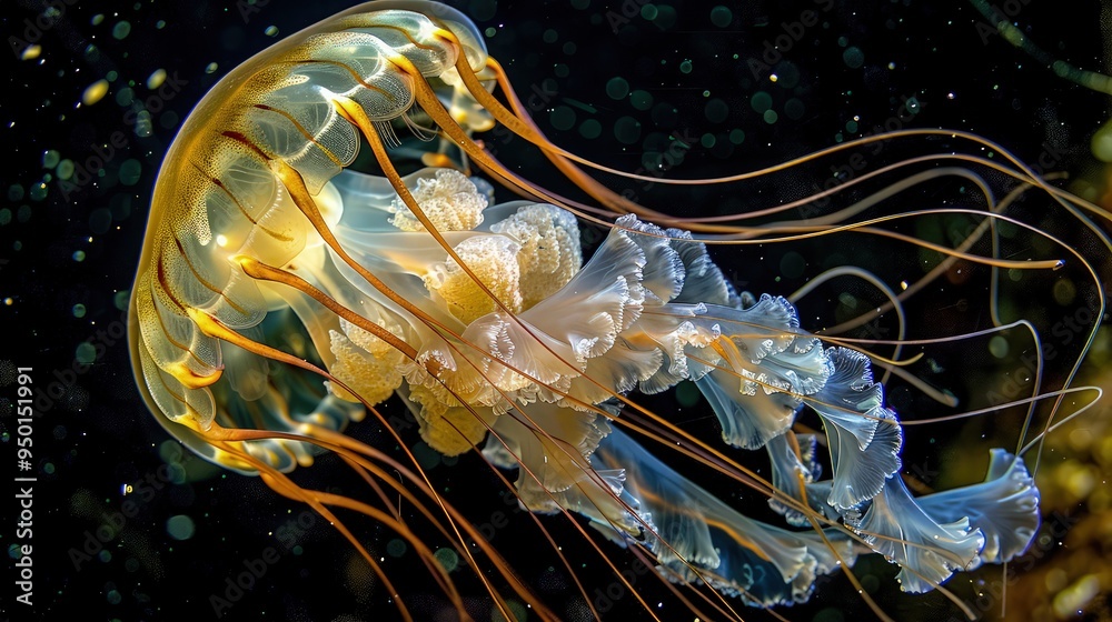 An image of a rare jellyfish species, not often seen, captured in a ...