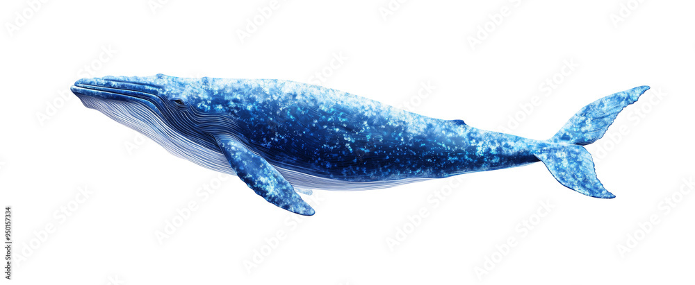 Realistic giant blue whale swimming gracefully underwater, showcasing ...