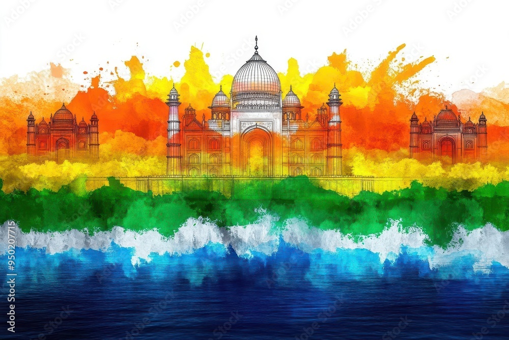 artistic rendition of indian flag with flowing fabric effect ...